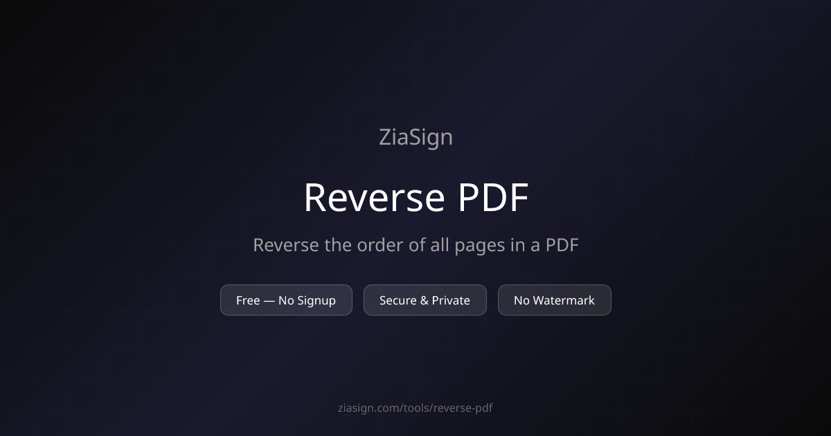 Reverse PDF Page Order Online — Flip Pages Instantly | ZiaSign